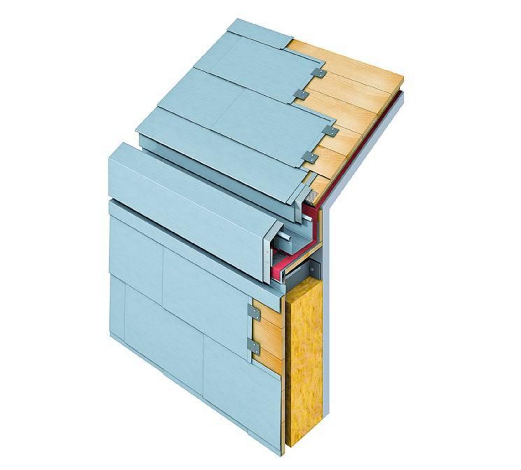 Rynna ukryta w okapie z blachy tytan-cynk RHEINZINK